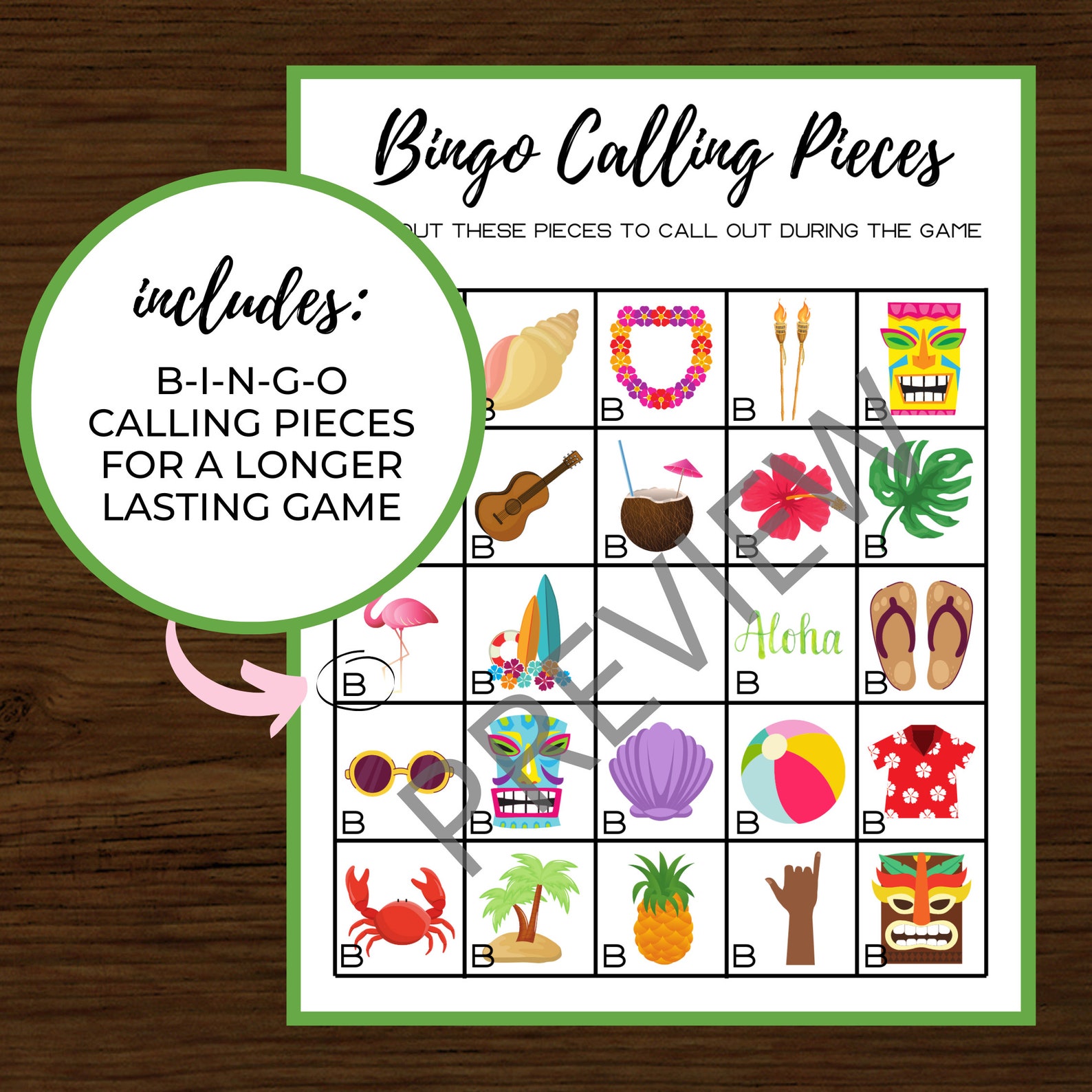 Aloha Bingo | Luau Bingo | Luau Party Games | Luau Birthday | Hawaiian ...