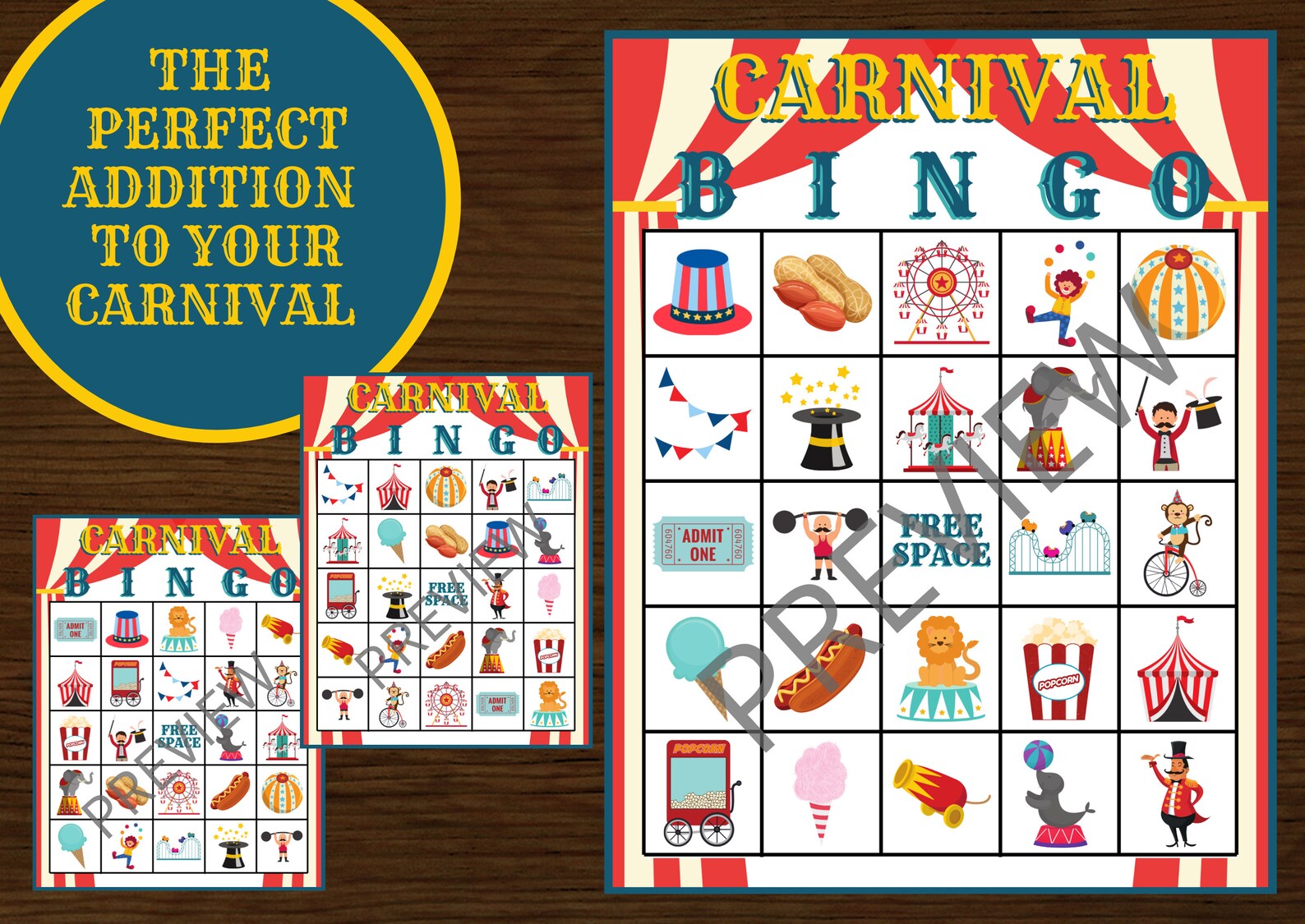 Carnival Bingo Carnival Party Carnival Birthday Circus - Etsy