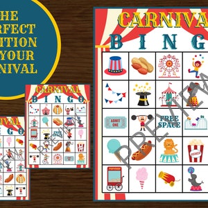 Carnival Bingo Carnival Party Carnival Birthday Circus Carnival Bingo ...