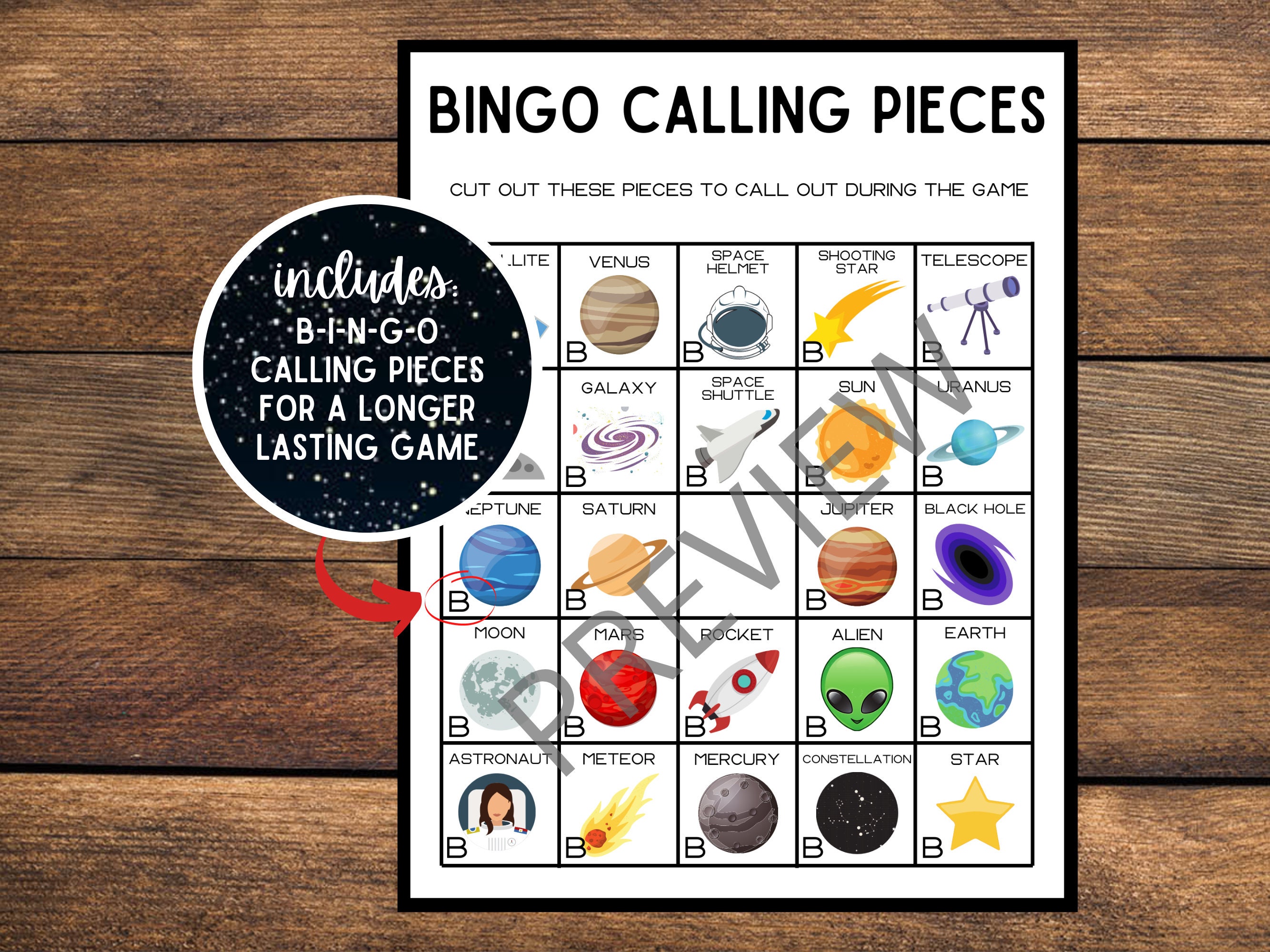 Outer Space Bingo | Solar System Bingo | Instant Download | Set of 30 ...