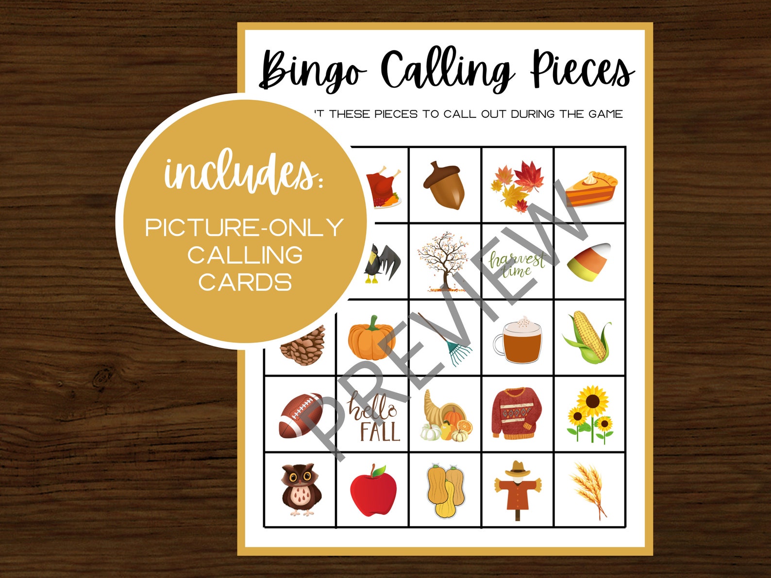 Fall Bingo | Autumn Bingo | Harvest Bingo | Fall Printable PDF Bingo ...