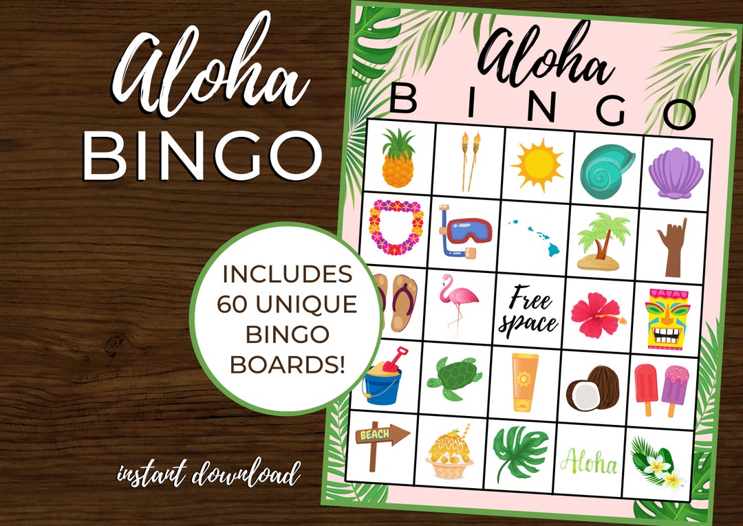 Aloha Bingo Luau Bingo Luau Party Games Luau Birthday Hawaiian Birthday ...
