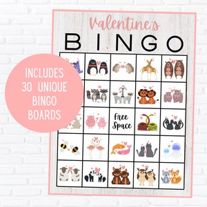 Valentine's Day Bingo | Valentine's Animals Bingo | Valentine's Bingo ...