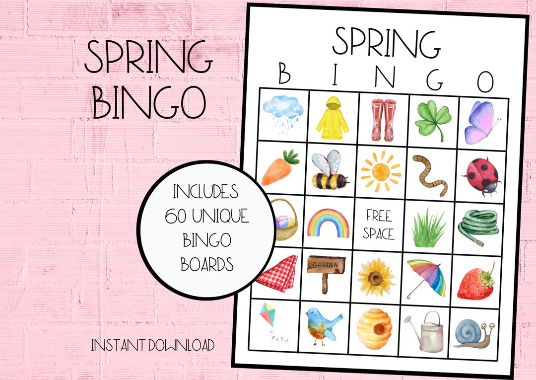 Spring Bingo Springtime Bingo Printable Spring Bingo - Etsy