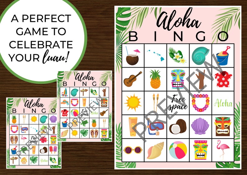 Aloha Bingo Luau Bingo Luau Party Games Luau Birthday - Etsy