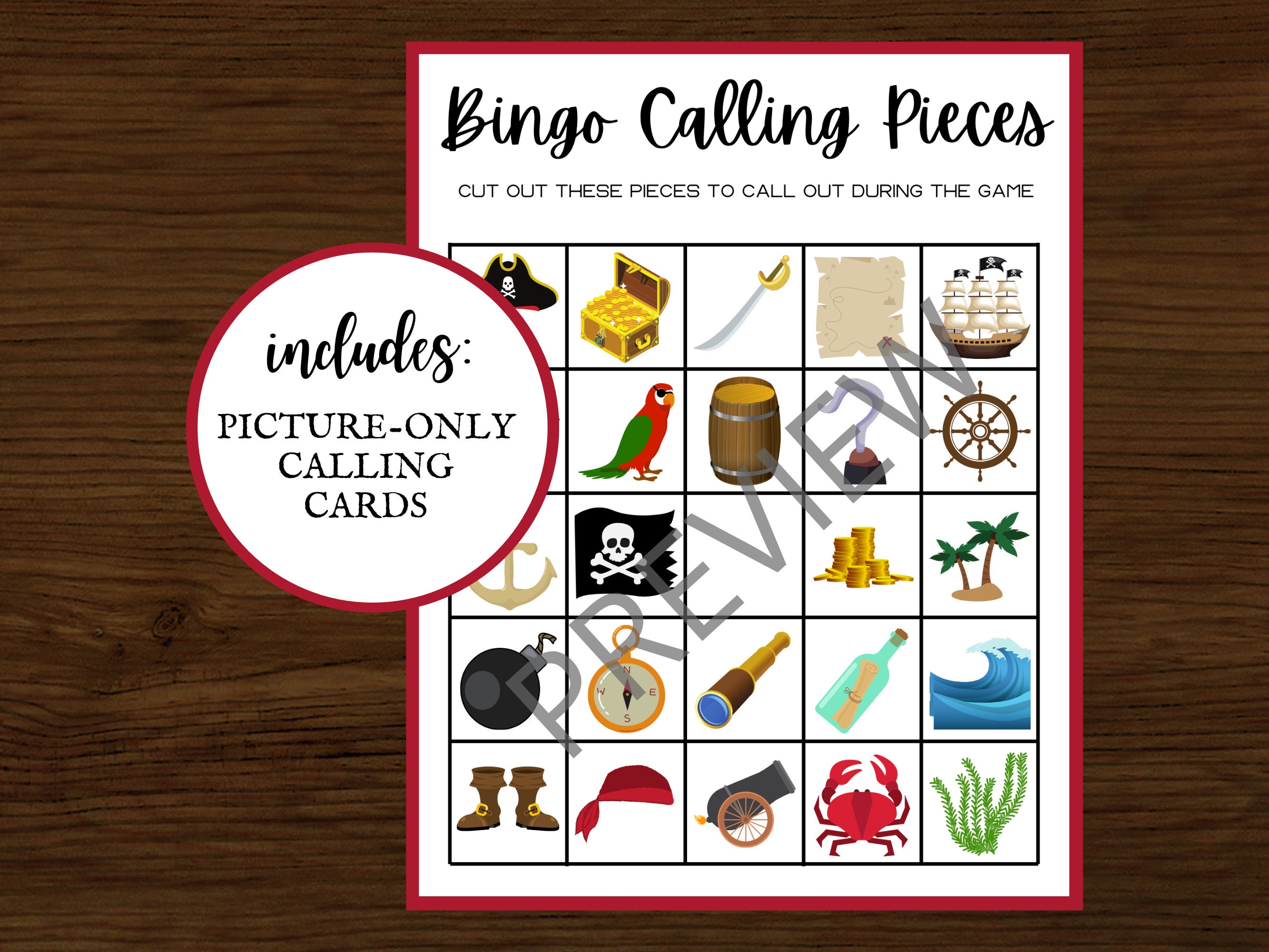 Pirate Bingo | Pirate Birthday Party | Instant Download | Set of 30 ...