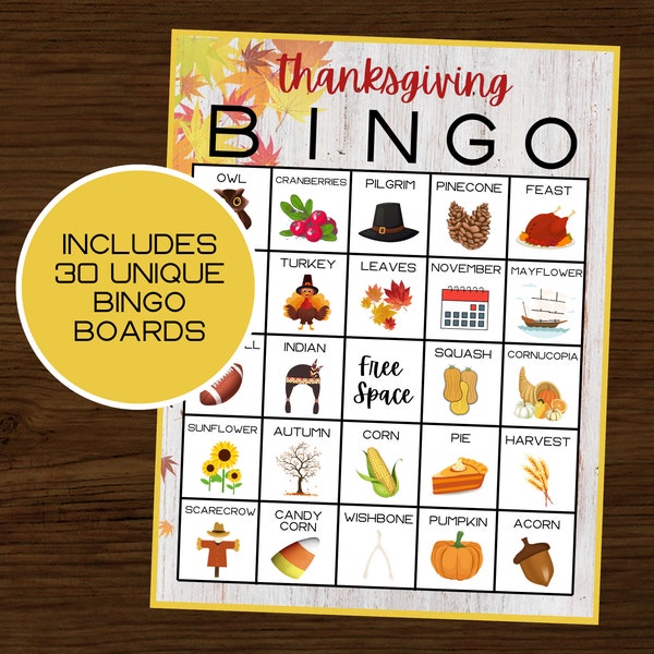 Thanksgiving Bingo - Etsy