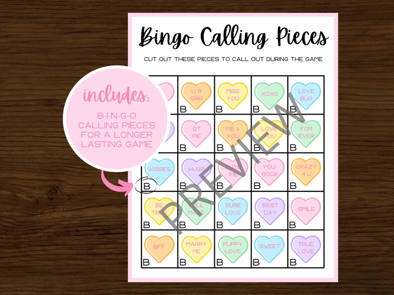 Conversation Heart Bingo Game | Valentine's Party, 30 Cards (digital ...