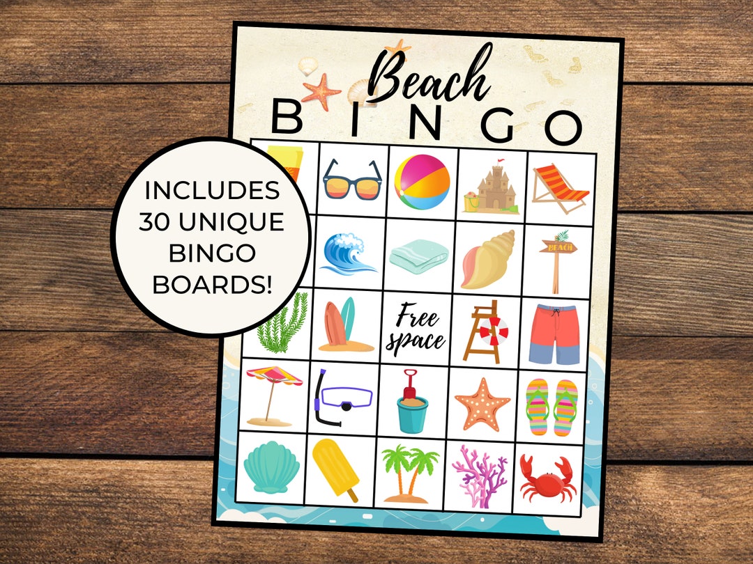 Beach Bingo | Summer Bingo | Summer Party | Summer Games | Beach Party ...