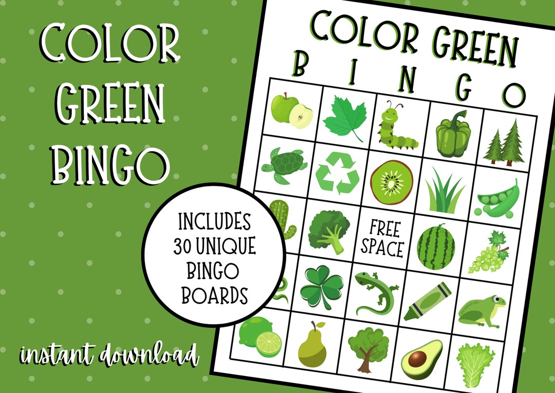 Green Bingo Color Green Bingo Colors Bingo Learning - Etsy