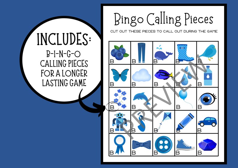 Blue Bingo Color Blue Bingo Colors Bingo Learning Colors - Etsy
