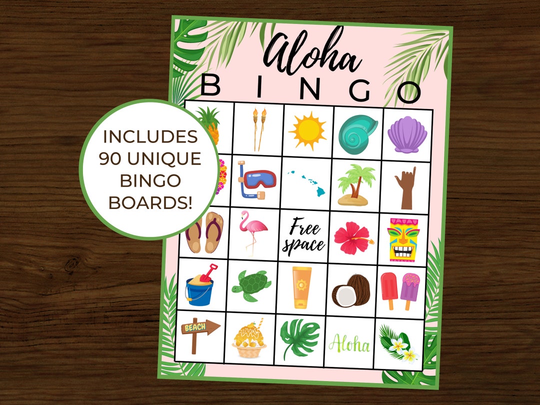 Aloha Bingo Luau Bingo Luau Party Games Luau Birthday Hawaiian Birthday ...