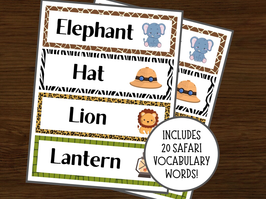 Safari Word Wall | Safari Vocabulary Cards | Instant Download | Safari ...