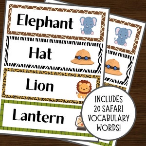 Safari Word Wall | Safari Vocabulary Cards | Instant Download | Safari ...
