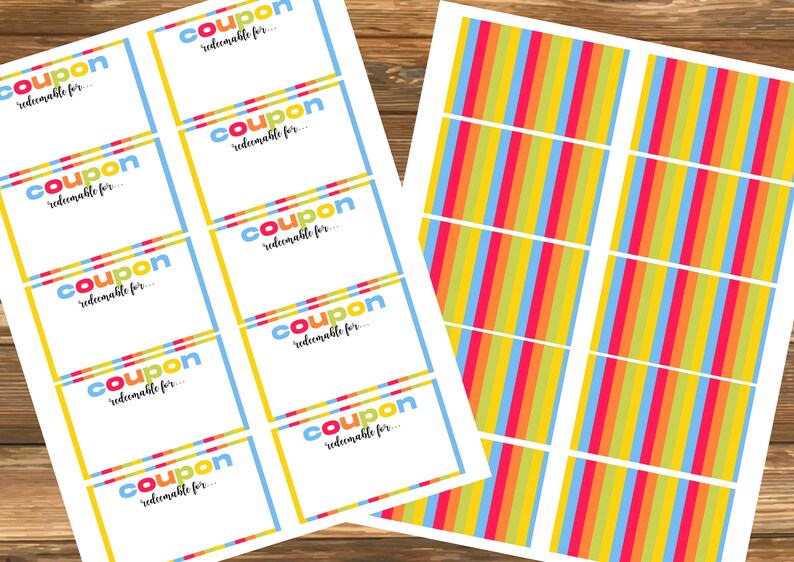 Rainbow Coupon Card Blank Coupon Card Blank Voucher Card - Etsy