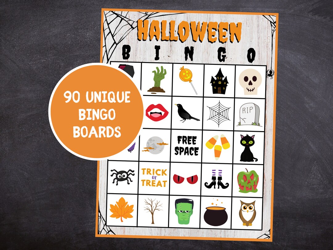 Kids Halloween Bingo 90 Unique Boards Halloween Games Digital Download ...