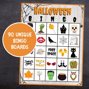 Kids Halloween Bingo | 90 Unique Boards | Halloween Games | Digital ...