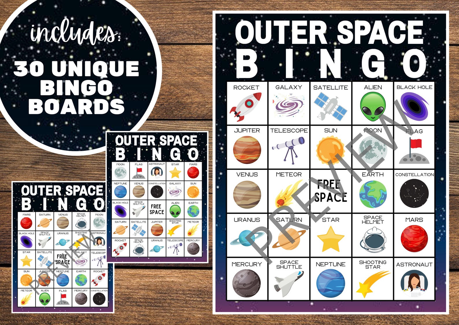 Outer Space Bingo Solar System Bingo Instant Download - Etsy Canada