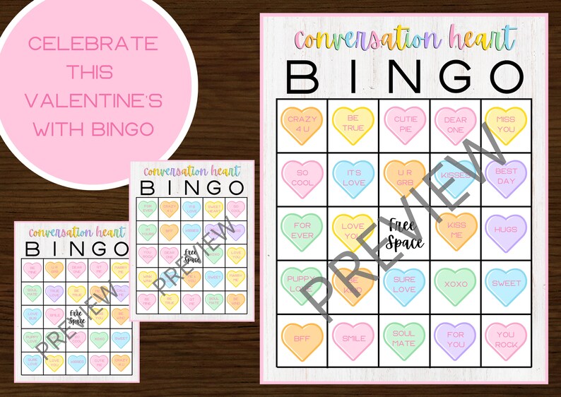 Conversation Heart Bingo Valentine's Bingo - Etsy