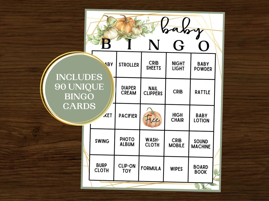 Fall Baby Shower Bingo | Baby Shower Bingo | Baby Shower Games ...