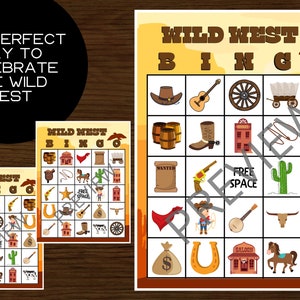 Wild West Bingo Wild West Party Game Wild West Birthday Instant ...