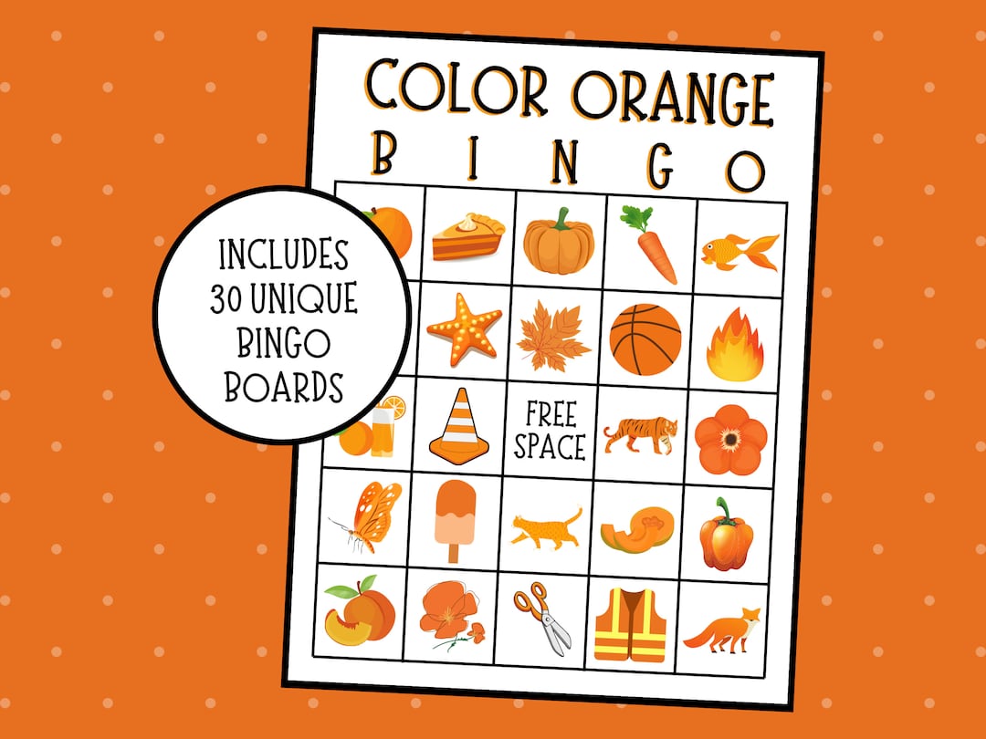 Orange Bingo | Color Orange Bingo | Colors Bingo | Learning Colors Game ...