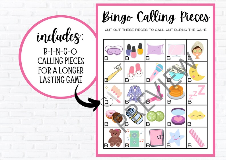 Pajama Party Bingo Sleepover Bingo Slumber Party Bingo - Etsy