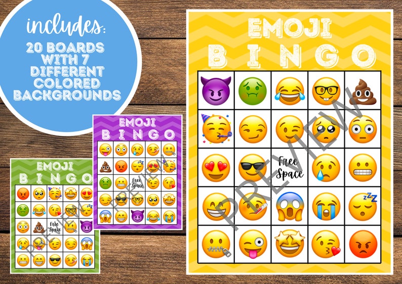 Emoji Bingo Emoji Printable Bingo Instant Download Emoji - Etsy