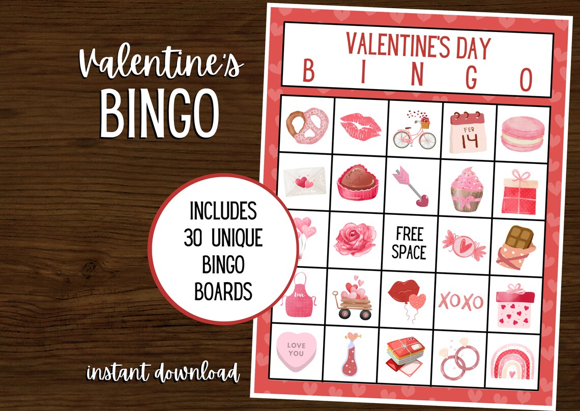 Valentine's Day Bingo Valentines Bingo Love Bingo - Etsy