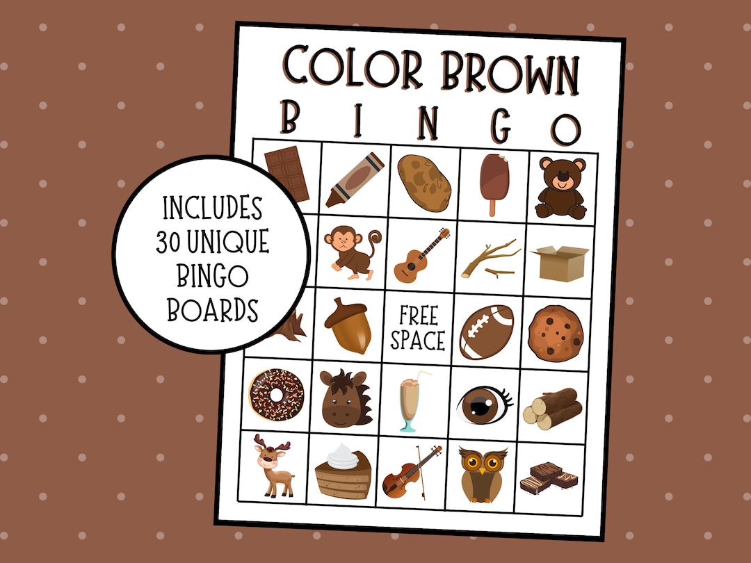 Brown Bingo | Color Brown Bingo | Colors Bingo | Learning Colors Game ...