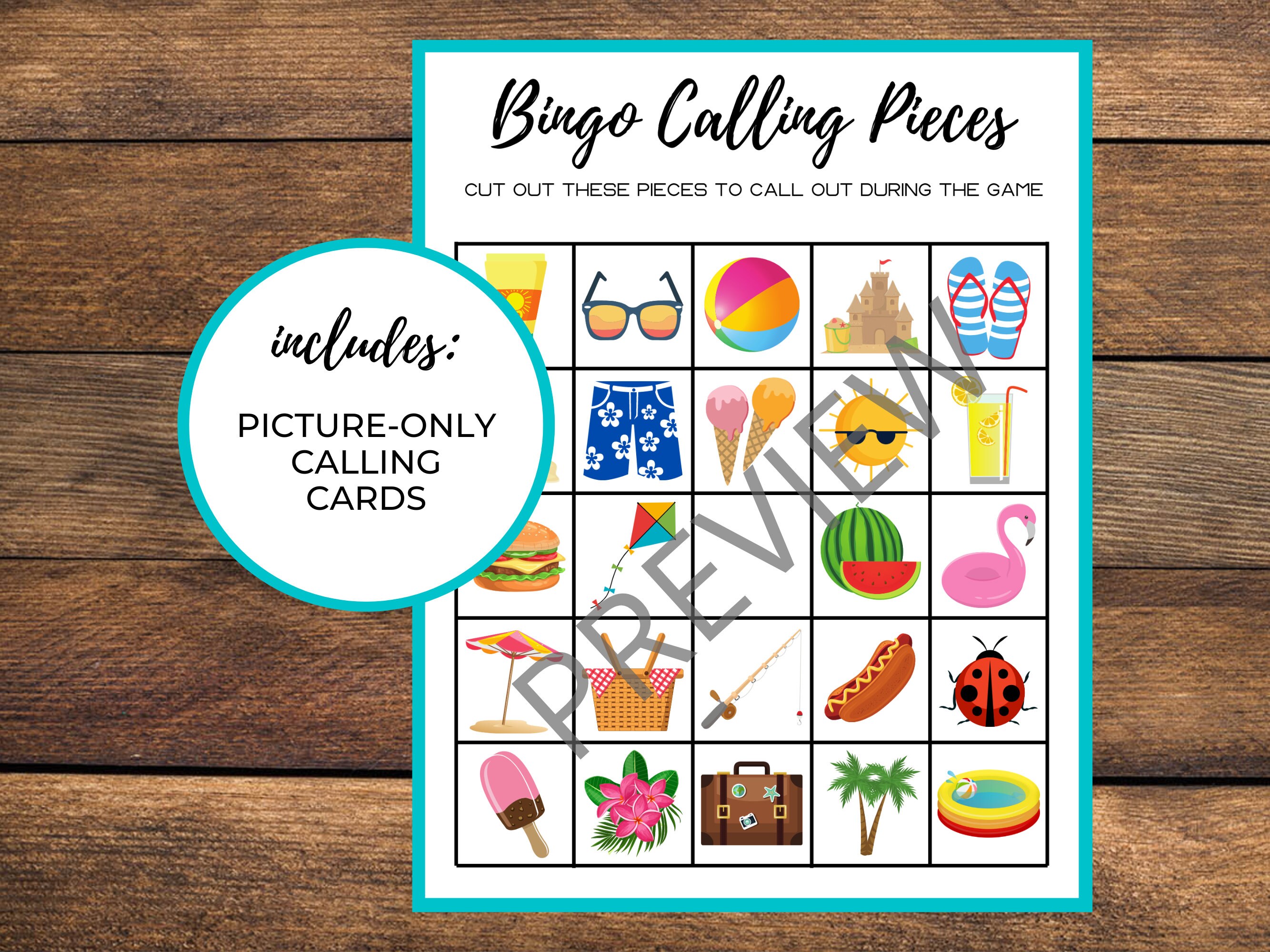 Summer Beach Bingo Game | 30 Unique Boards (instant Download) - Etsy