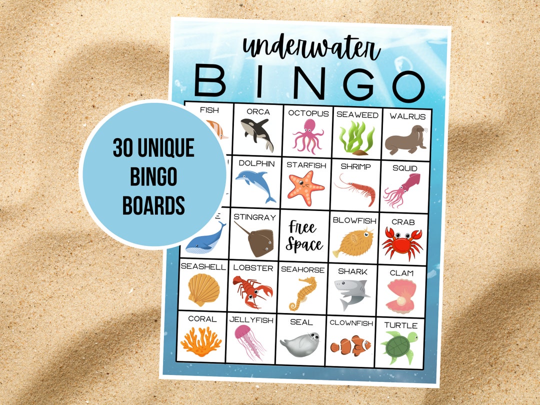 Underwater Bingo | Under the Sea Bingo | Marine Life Bingo | Ocean ...