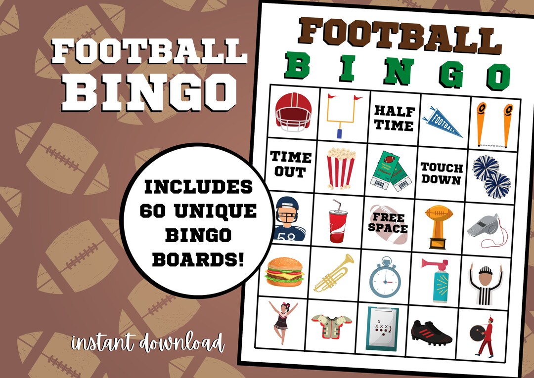 Football Bingo American Football Bingo Super Bowl Bingo - Etsy