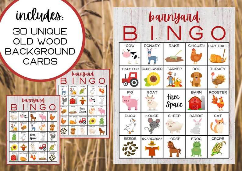 Barnyard Bingo Farm Bingo Farm Animals Bingo Digital - Etsy