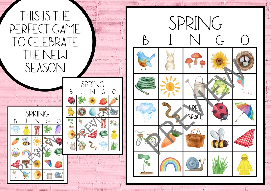 Spring Bingo Springtime Bingo Printable Spring Bingo - Etsy