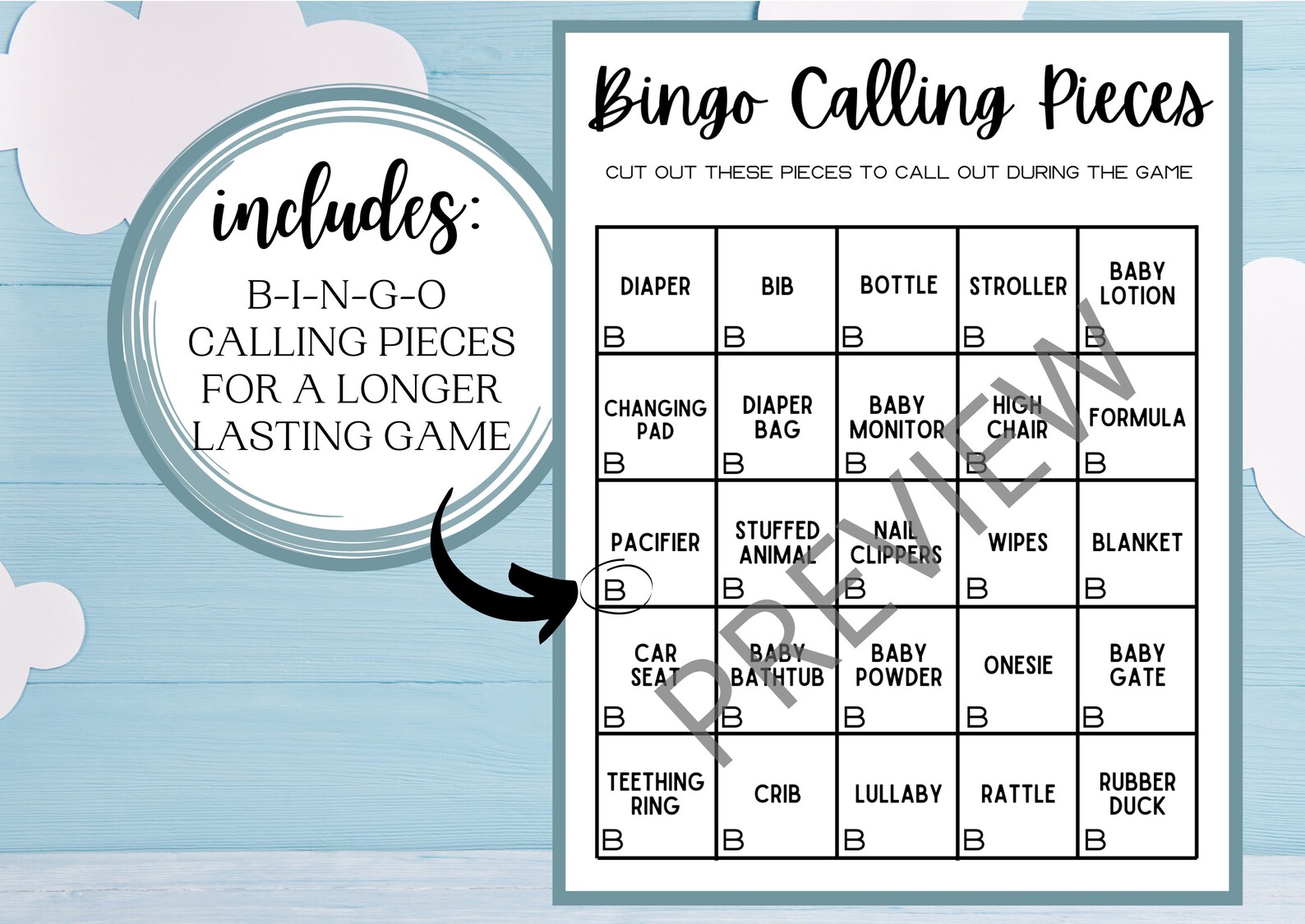 Baby Shower Bingo Baby Shower Games Instant Download - Etsy