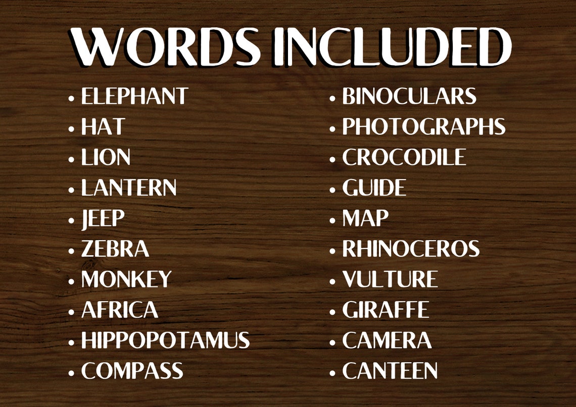 Safari Word Wall Safari Vocabulary Cards Instant Download - Etsy
