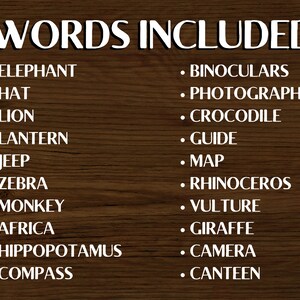 Safari Word Wall Safari Vocabulary Cards Instant Download - Etsy