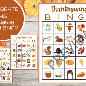 Thanksgiving Bingo 60 Unique Boards Thanksgiving Games - Etsy