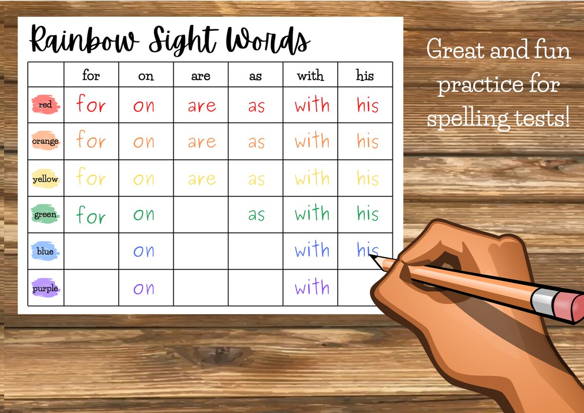 Rainbow Sight Words and Vocabulary Words Activity/Game Fry | Etsy