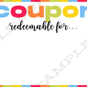 Rainbow Coupon Card | Blank Coupon Card | Blank Voucher Card | Digital ...