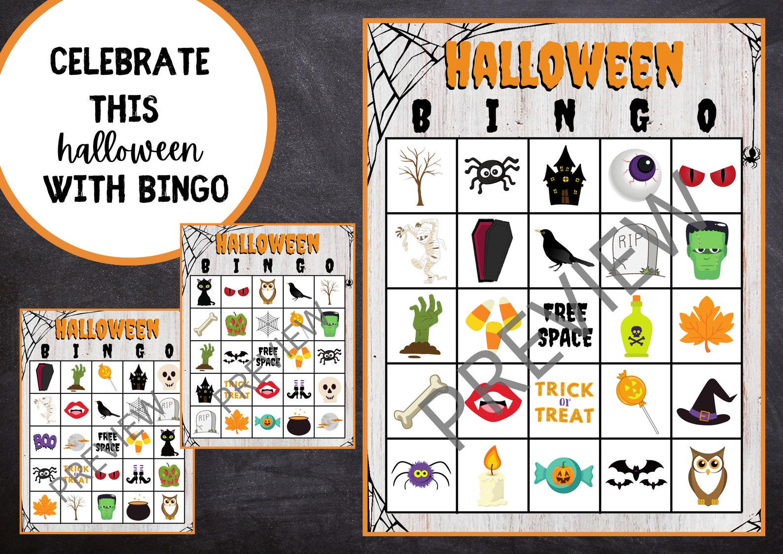 Kids Halloween Bingo 90 Unique Boards Halloween Games - Etsy