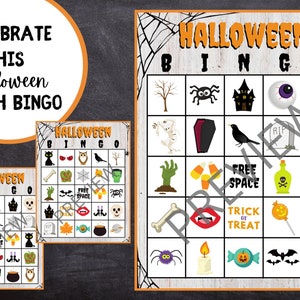 Kids Halloween Bingo 90 Unique Boards Halloween Games Digital Download ...