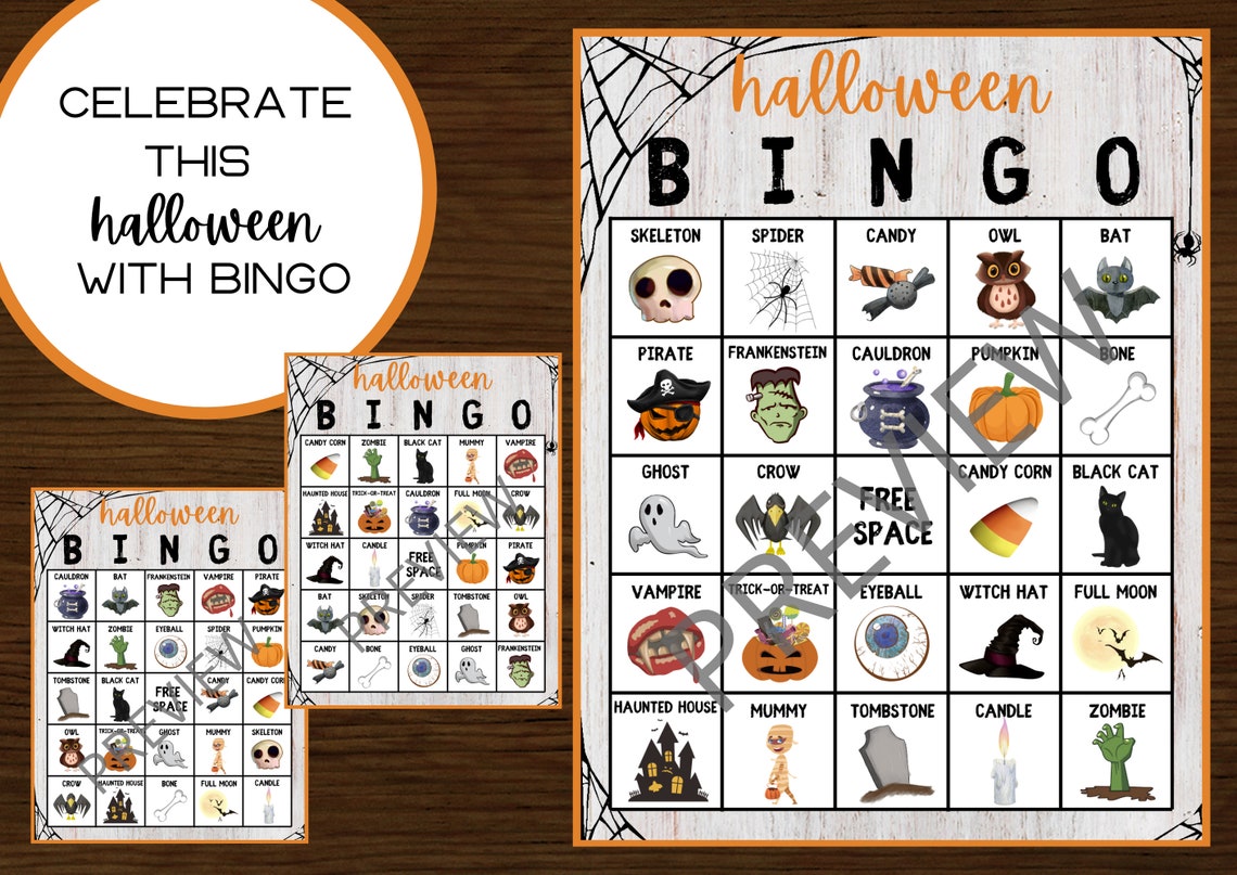 Halloween Bingo 30 Unique Boards Halloween Games Digital | Etsy