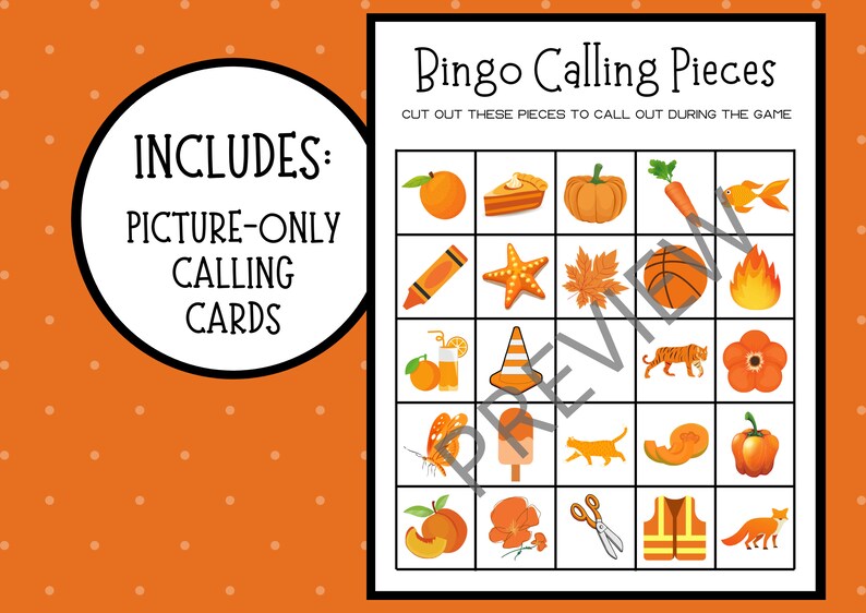 Orange Bingo Color Orange Bingo Colors Bingo Learning - Etsy UK