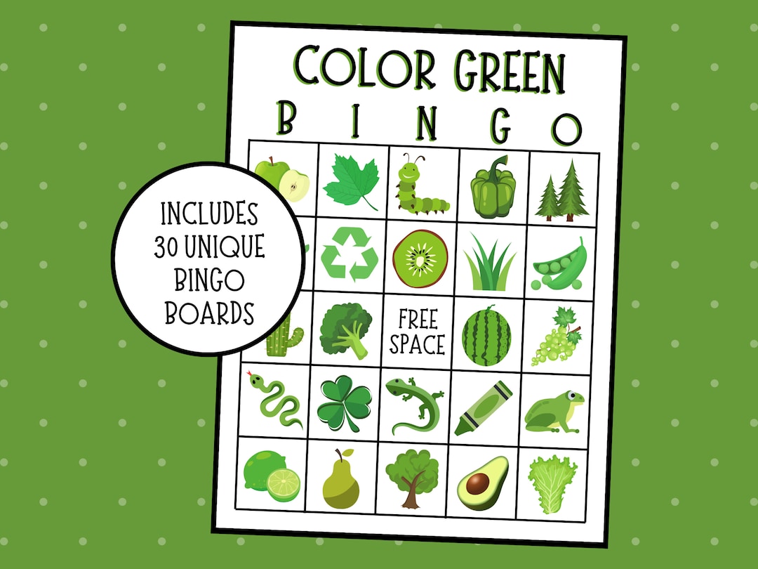 Green Bingo | Color Green Bingo | Colors Bingo | Learning Colors Game ...