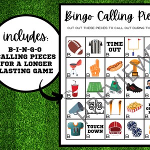 Football Bingo American Football Bingo Super Bowl Bingo Sports Bingo ...