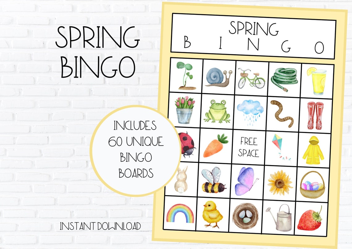 Spring Bingo Springtime Bingo Printable Spring Bingo - Etsy