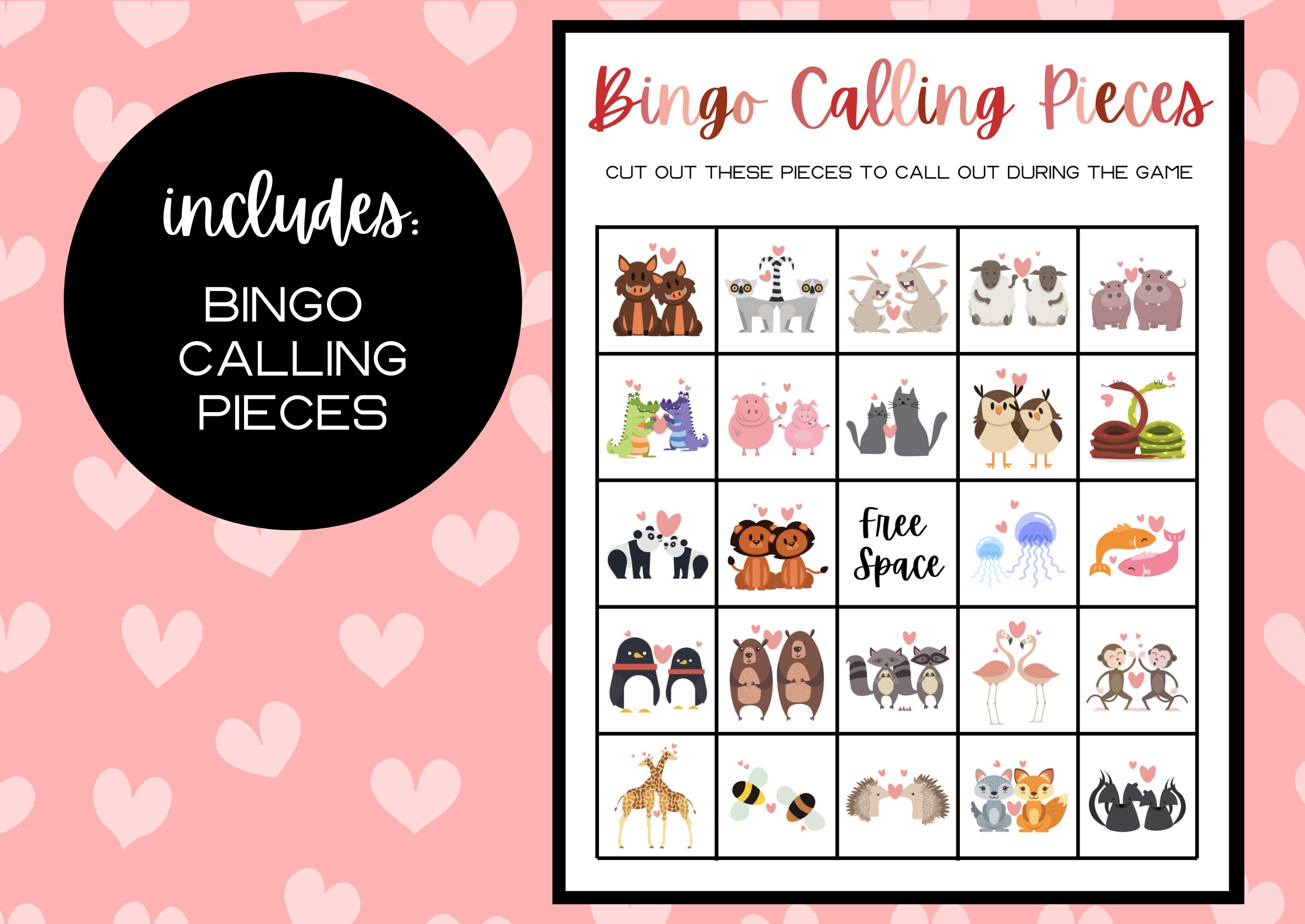 Valentine's Day Bingo Valentine's Animals Bingo - Etsy