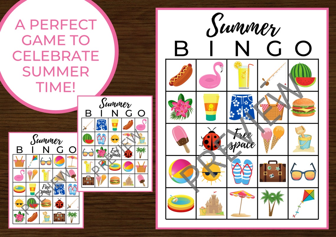 Summer Bingo Summertime Bingo Summer Game Seasons Bingo - Etsy
